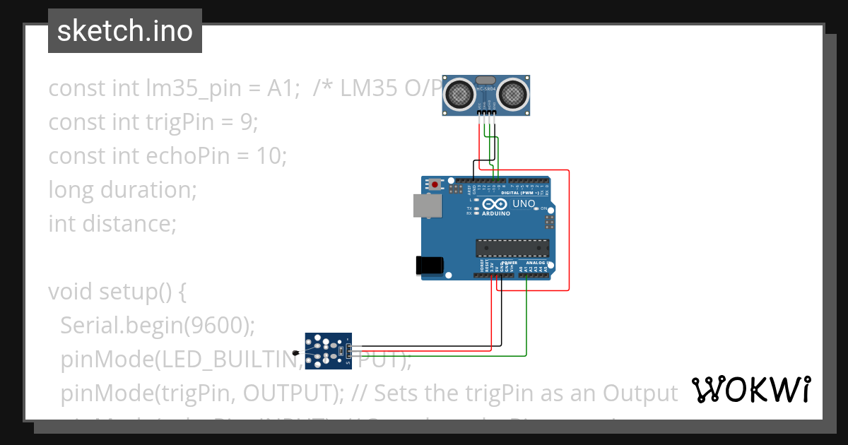 Hot surface distance measurement - Wokwi ESP32, STM32, Arduino Simulator