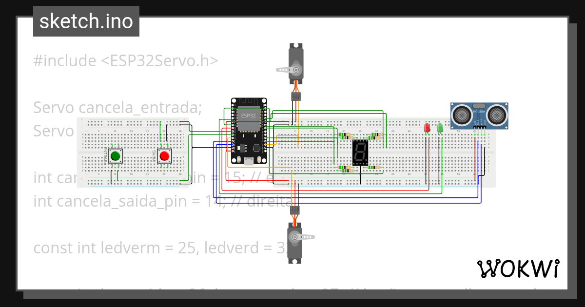 estacionamento - Wokwi Arduino and ESP32 Simulator