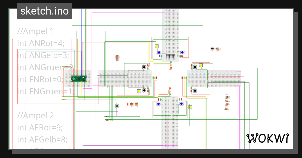 Code mit Rettung und Nacht Schalter - Wokwi ESP32, STM32, Arduino Simulator