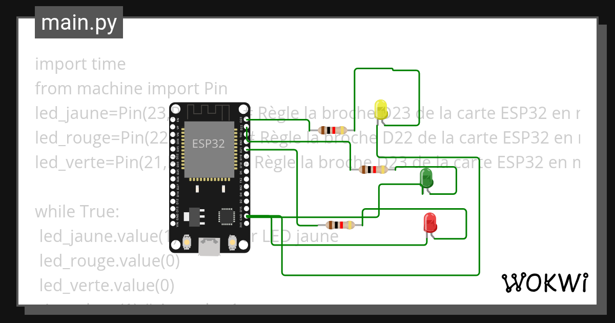 Feu De Circulation Wokwi Esp32 Stm32 Arduino Simulator 2941