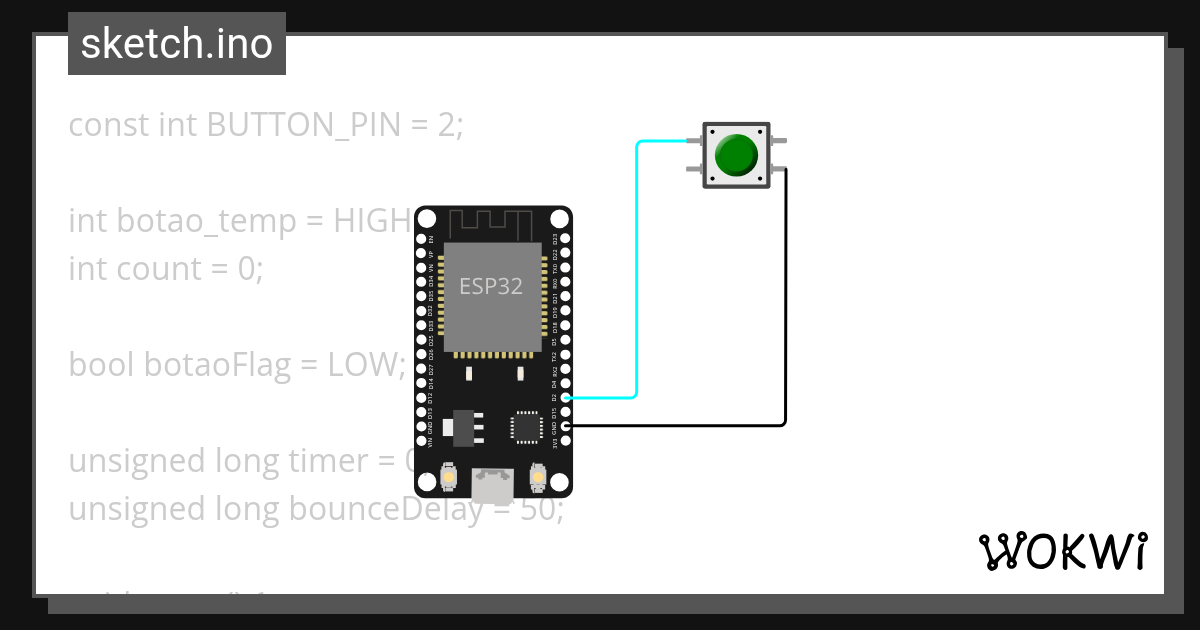 Contador De Botão Com Bounce Wokwi Esp32 Stm32 Arduino Simulator