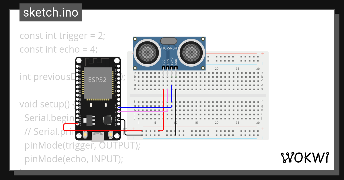 Ultrassonic Sensor - Wokwi ESP32, STM32, Arduino Simulator
