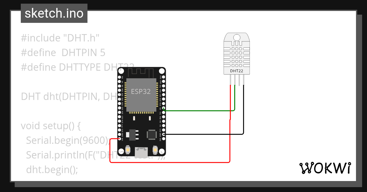 Sensor DHT - Wokwi ESP32, STM32, Arduino Simulator