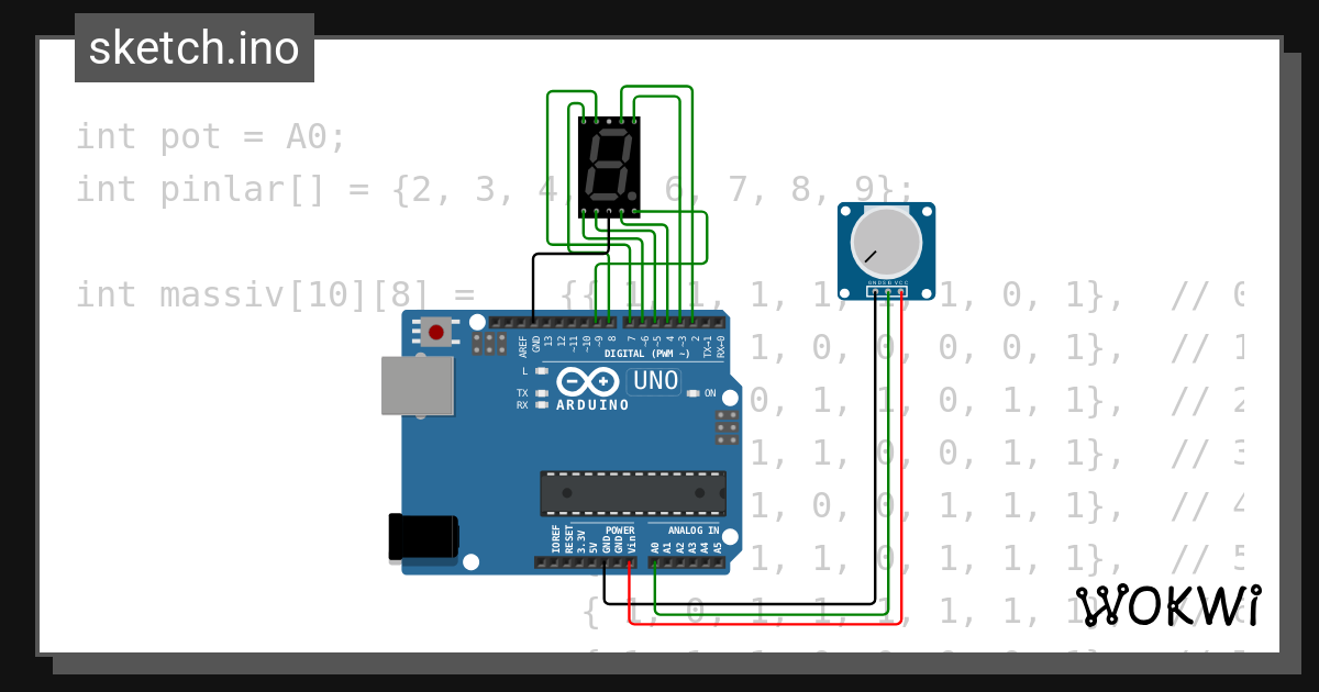 7 Segmant Pot Wokwi Esp32 Stm32 Arduino Simulator 