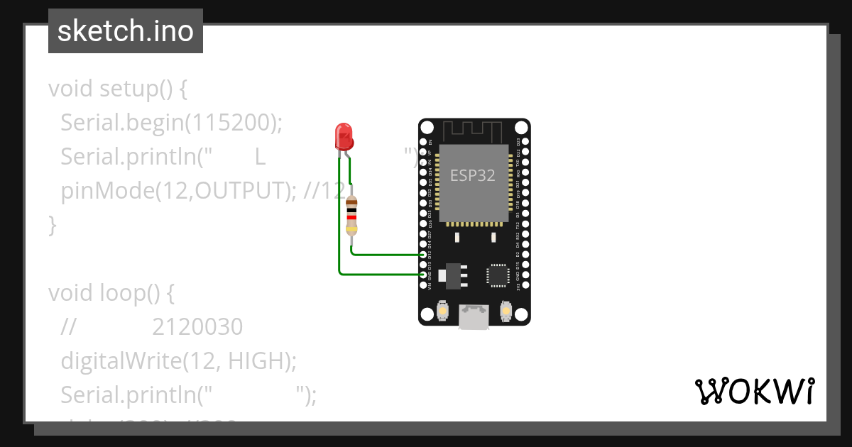 Work1lチカ Wokwi Esp32 Stm32 Arduino Simulator 