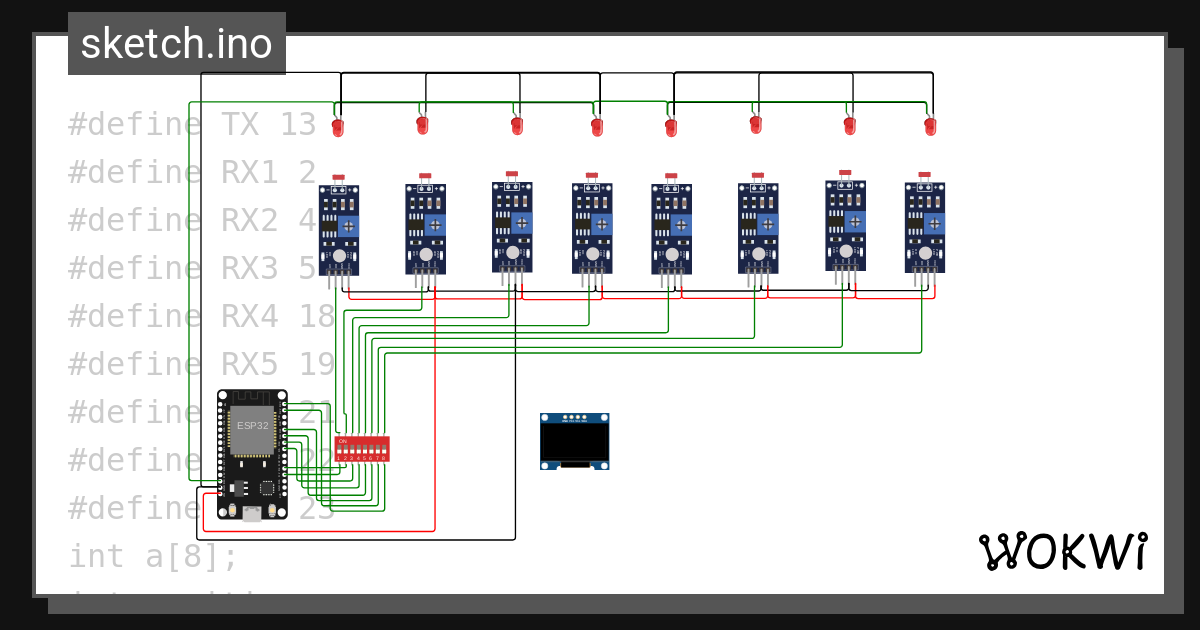 Line Tracing Robot Wokwi Esp32 Stm32 Arduino Simulator 7221