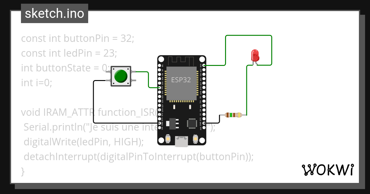 interruption - Wokwi ESP32, STM32, Arduino Simulator