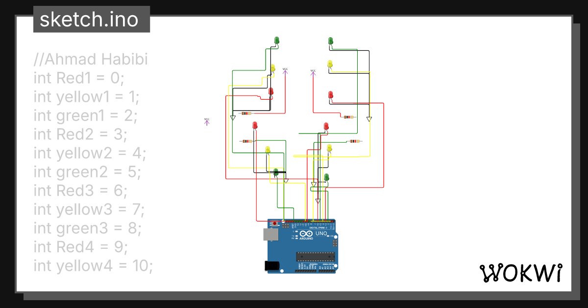 LED Traffic light Copy - Wokwi ESP32, STM32, Arduino Simulator