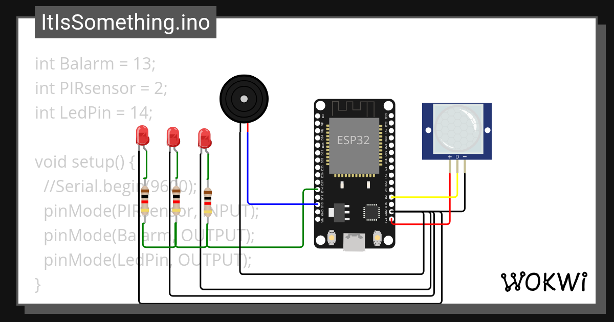 ESP32 x BUZZER x PIR - Wokwi ESP32, STM32, Arduino Simulator