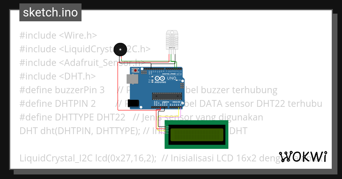 kelembapan suhu buzzer - Wokwi ESP32, STM32, Arduino Simulator