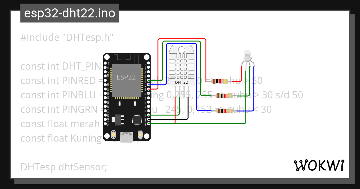 esp32-dht22-rgb_led - Wokwi ESP32, STM32, Arduino Simulator