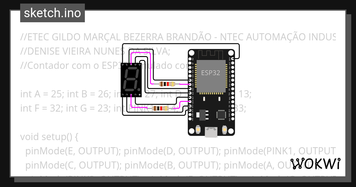 contador c delay - Wokwi ESP32, STM32, Arduino Simulator