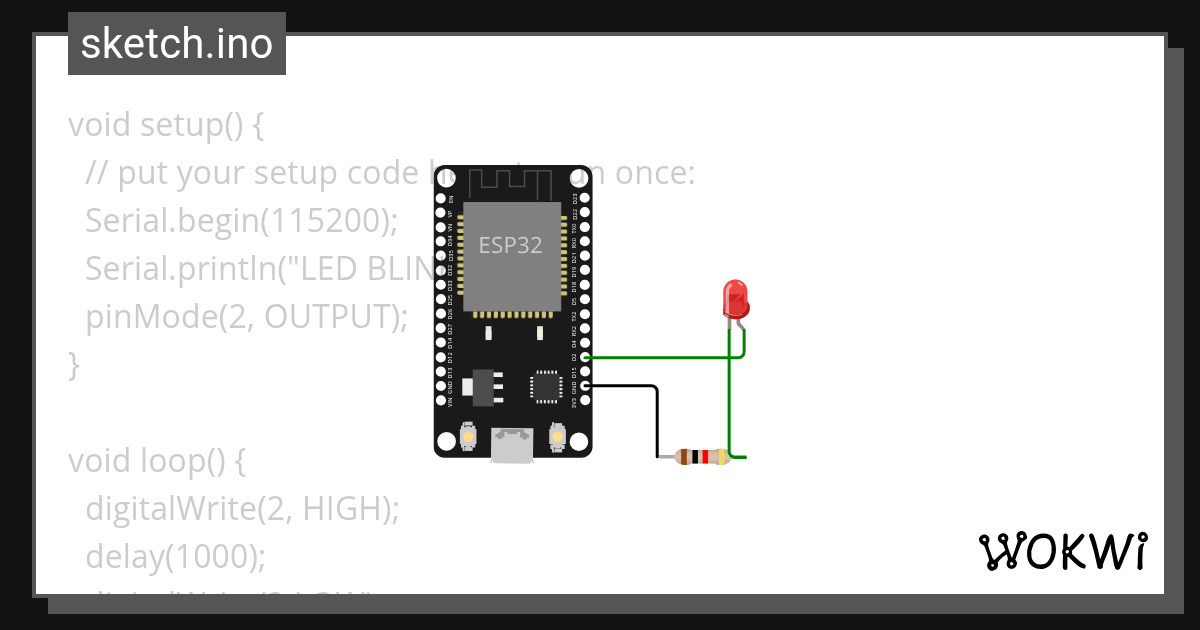 LEDBLINK - Wokwi ESP32, STM32, Arduino Simulator