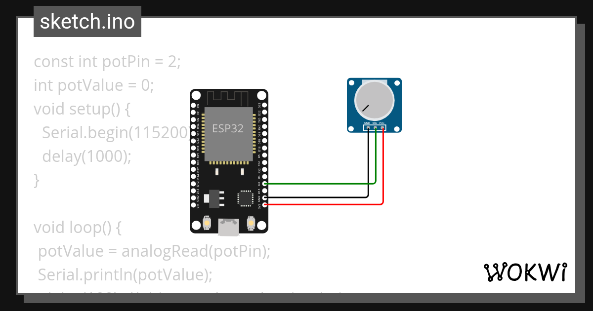 potentiometer - Wokwi ESP32, STM32, Arduino Simulator