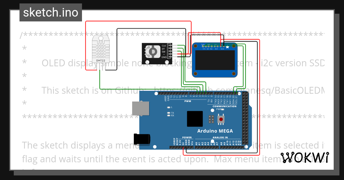 BasicOLEDMenu dht - Wokwi ESP32, STM32, Arduino Simulator