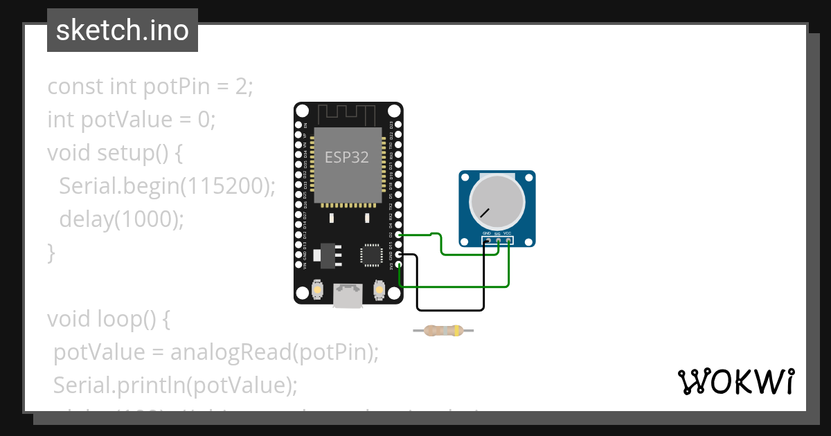 Potentiometer Wokwi Esp32 Stm32 Arduino Simulator 4465