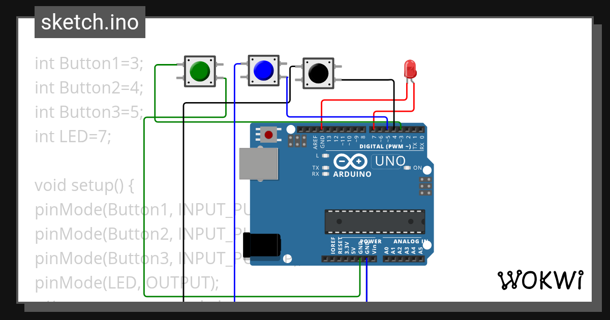 Led With 2btns1 To Light Up The Other To Put It Off Wokwi Esp32 Stm32 Arduino Simulator 