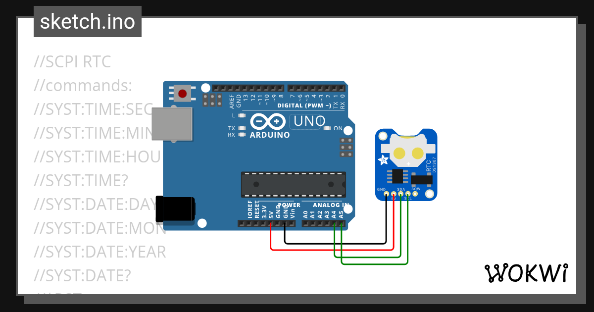 SCPI RTS with IIC, no RTC Library - Wokwi ESP32, STM32, Arduino Simulator