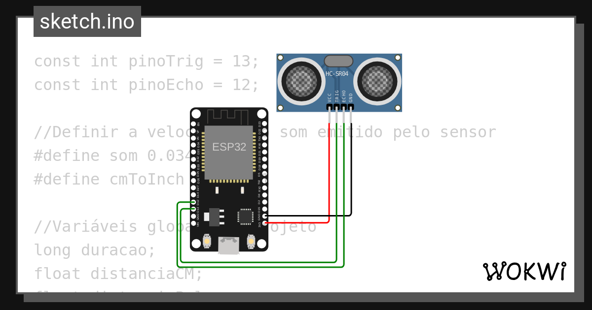 Sensor Ultrassônico Wokwi Esp32 Stm32 Arduino Simulator