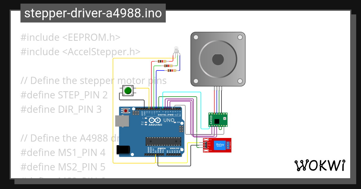 stepper motor with serial - Wokwi ESP32, STM32, Arduino Simulator