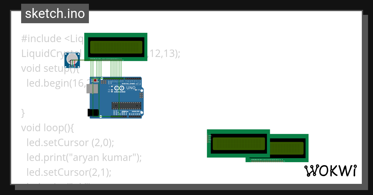 led 16*2 - Wokwi ESP32, STM32, Arduino Simulator