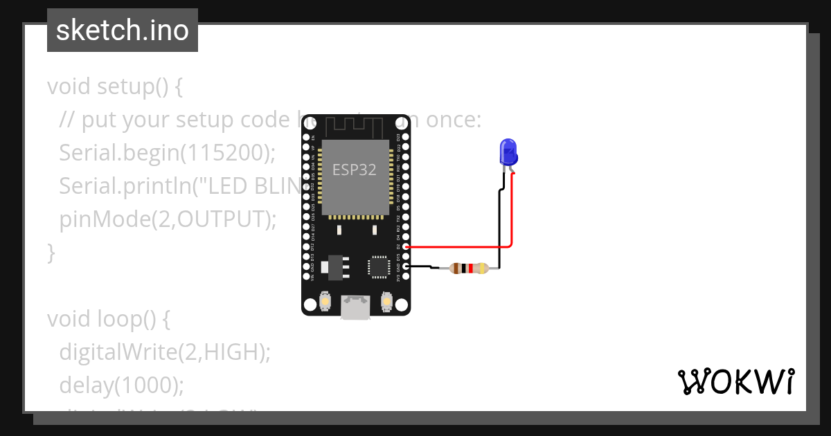 single led - Wokwi ESP32, STM32, Arduino Simulator