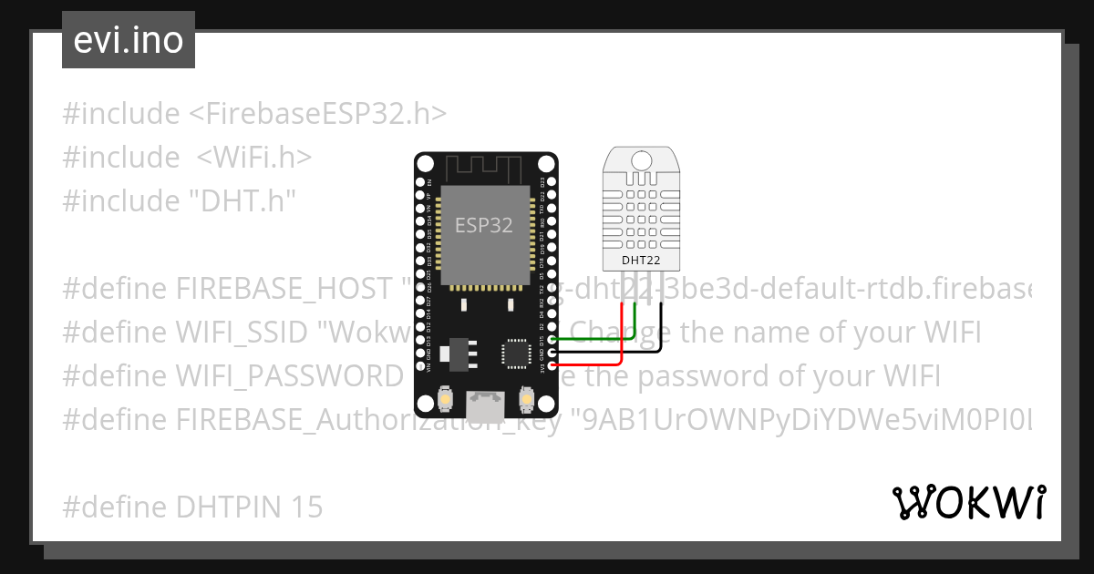MONITORING DHT22 EVI - Wokwi ESP32, STM32, Arduino Simulator