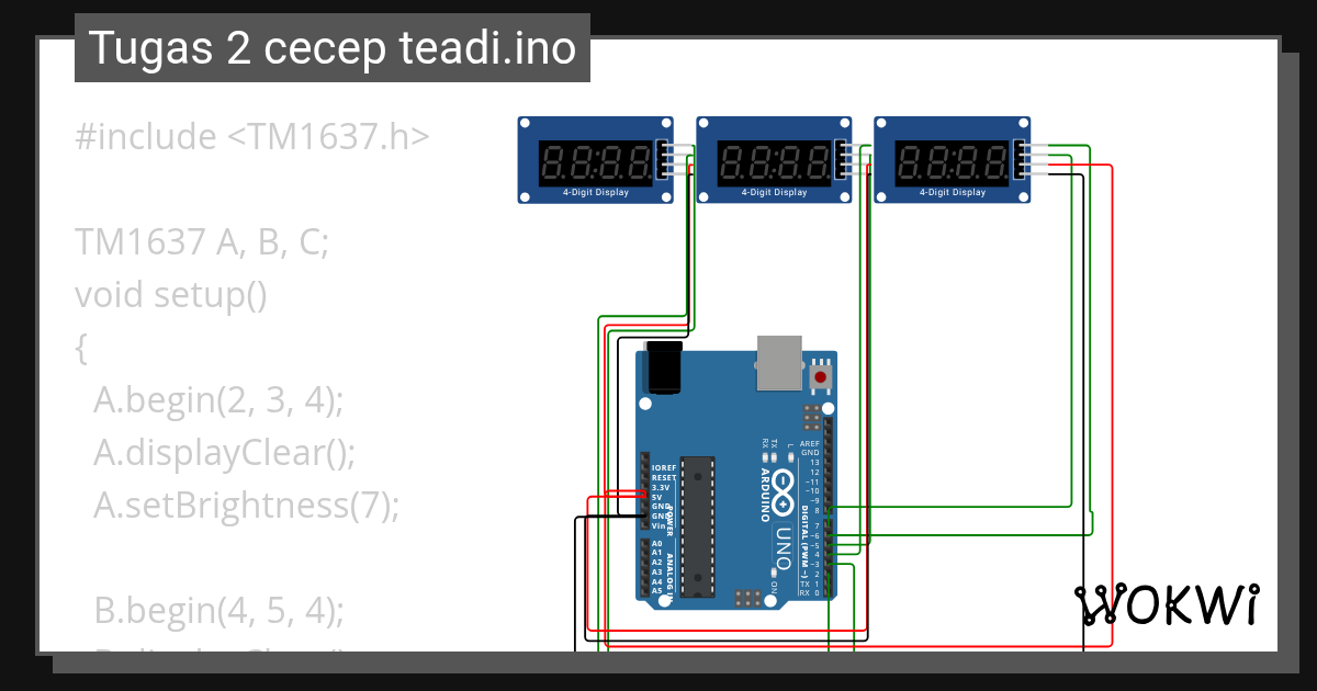Tugas 2 7-segment NIM - Wokwi ESP32, STM32, Arduino Simulator