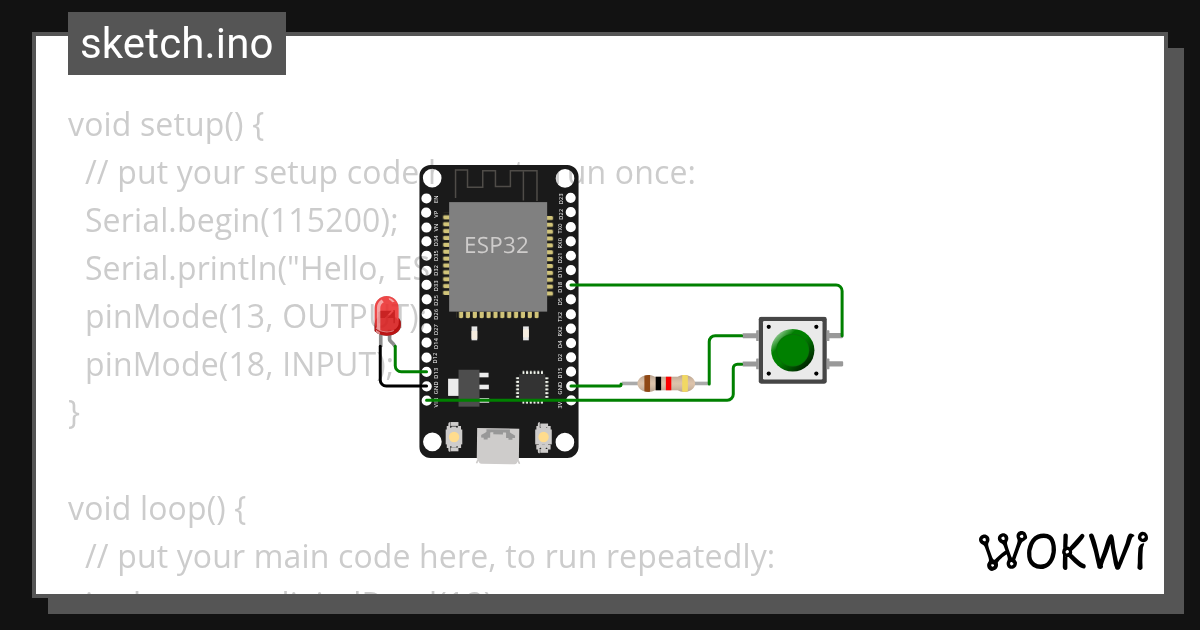 led_push - Wokwi ESP32, STM32, Arduino Simulator