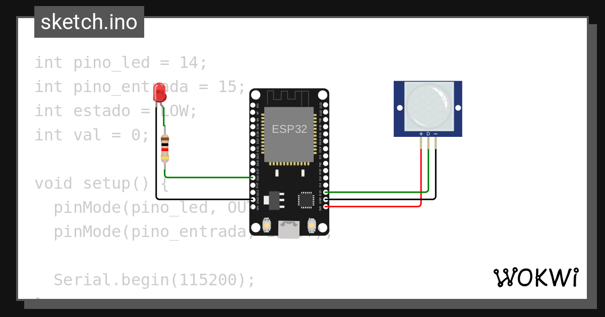 Sensor De Movimento Wokwi Esp32 Stm32 Arduino Simulator 6664