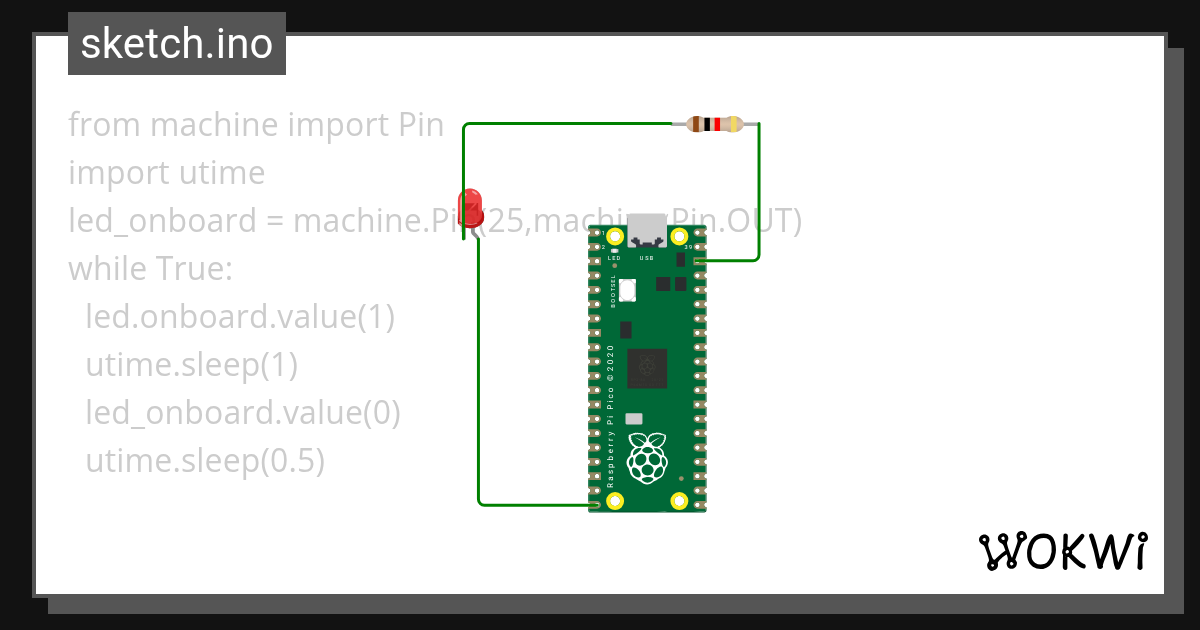 LED.py - Wokwi ESP32, STM32, Arduino Simulator