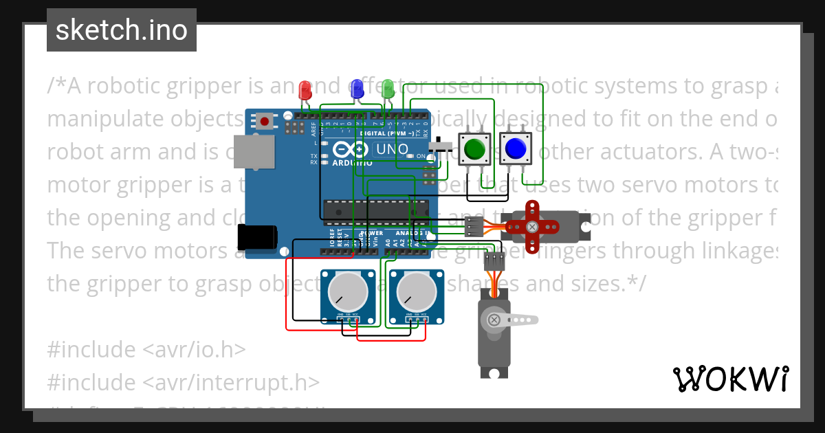 Robot gripper - Wokwi ESP32, STM32, Arduino Simulator