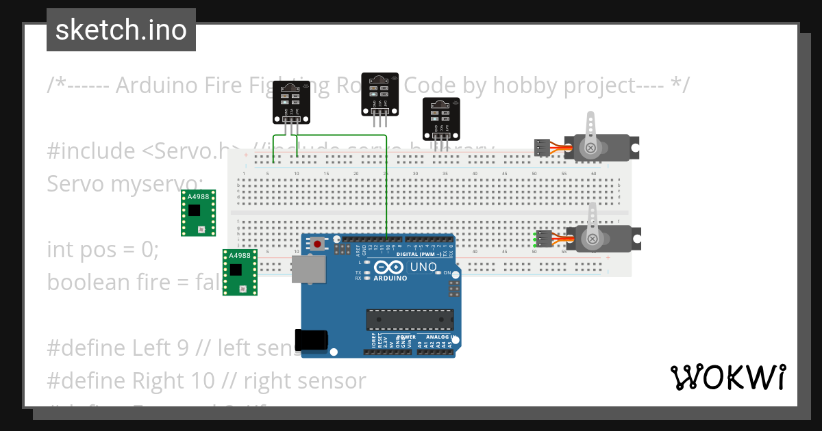 fire fighting - Wokwi ESP32, STM32, Arduino Simulator