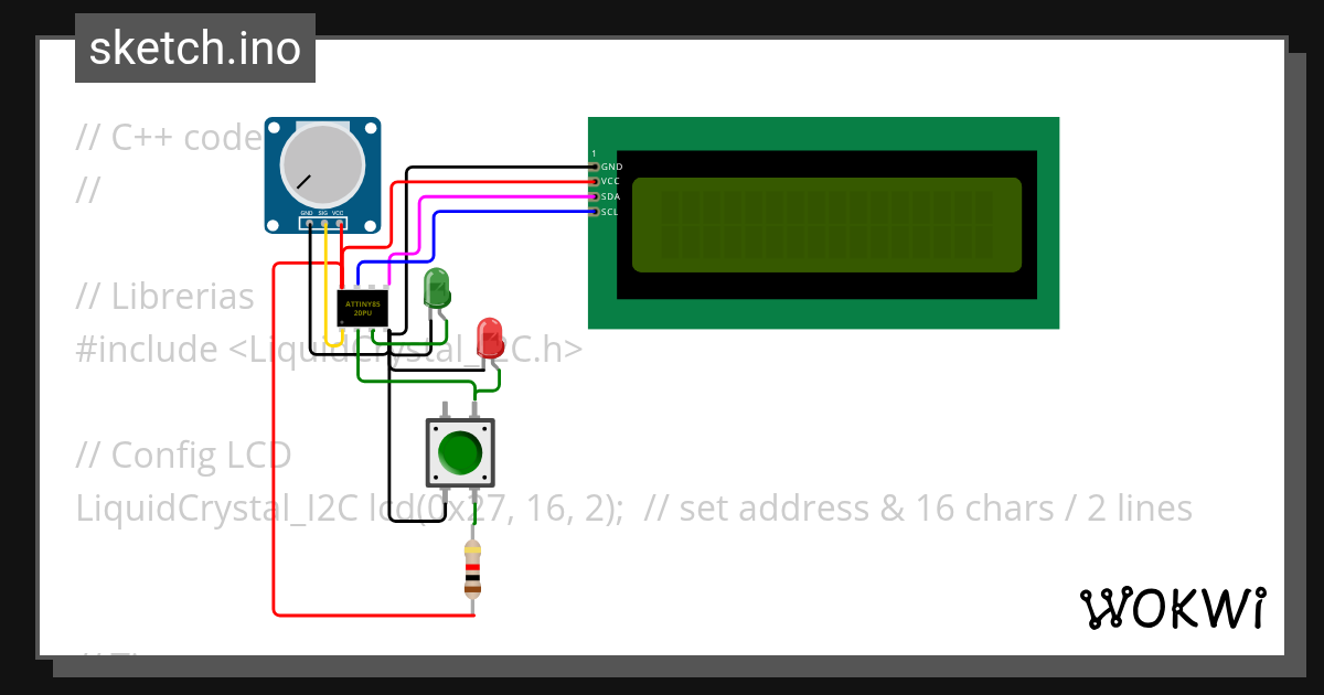 Attiny85 + LCD Timer Variables (MALO) - Wokwi ESP32, STM32, Arduino Simulator