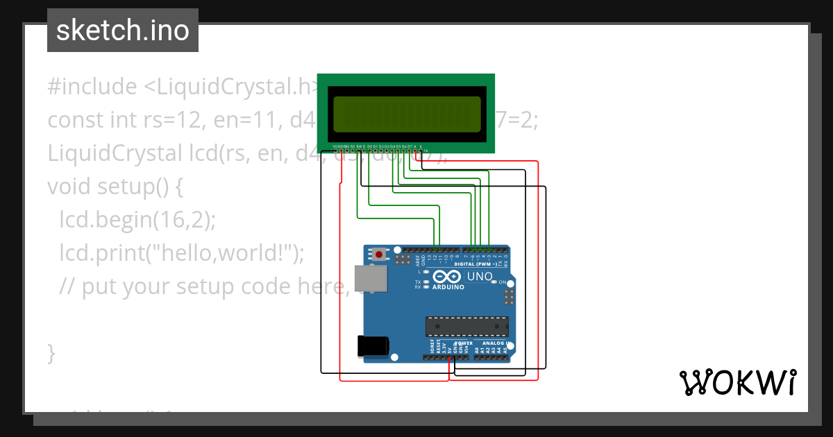 Arduino lcd interface - Wokwi ESP32, STM32, Arduino Simulator