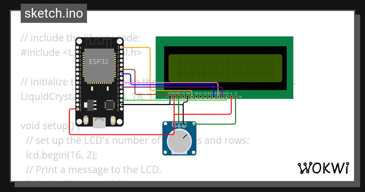 lcd interfacing with ESP32 - Wokwi ESP32, STM32, Arduino Simulator