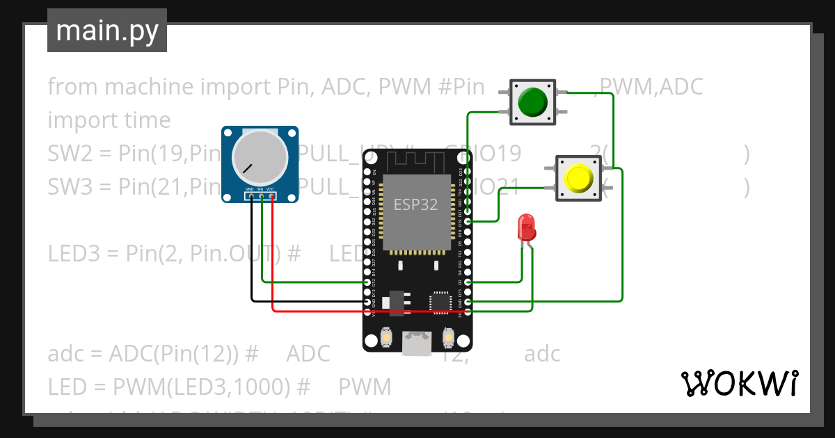 3次按鈕循環 Wokwi Esp32 Stm32 Arduino Simulator 