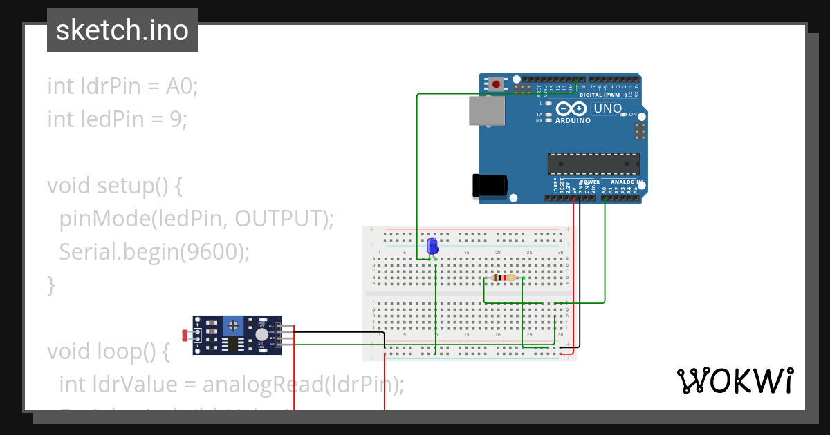 Ldr İle Led Yakma Wokwi Esp32 Stm32 Arduino Simulator 9085