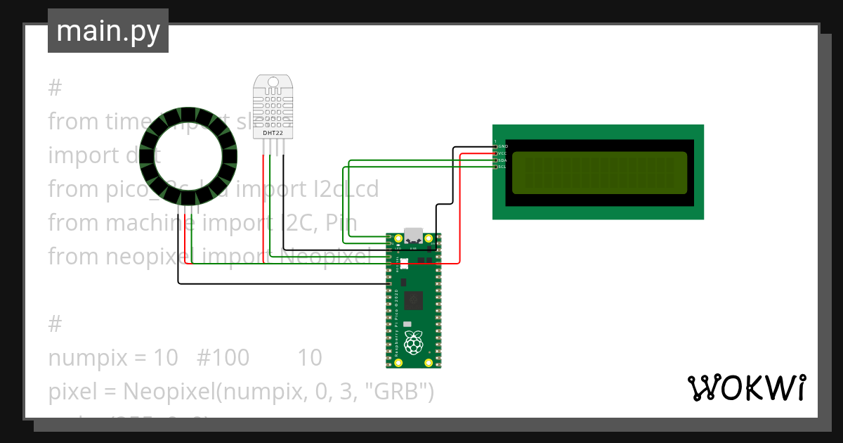 Pico-LDR-LCD-PIR - Wokwi ESP32, STM32, Arduino Simulator