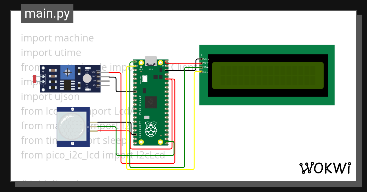Pico-LDR-LCD-PIR Copy - Wokwi ESP32, STM32, Arduino Simulator