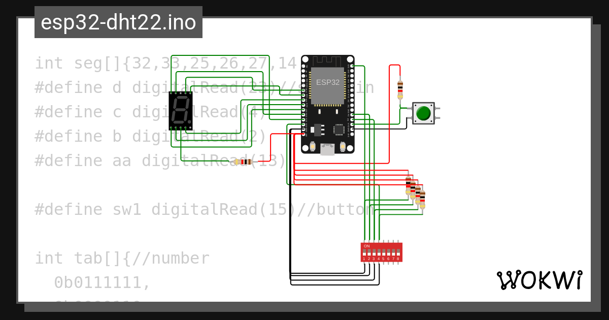 Esp32 1bit Led 按鈕8pin開關 Wokwi Esp32 Stm32 Arduino Simulator