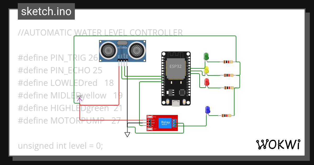 AUTOMATIC WATER LEVER CONTROLLER Copy Copy - Wokwi ESP32, STM32 ...