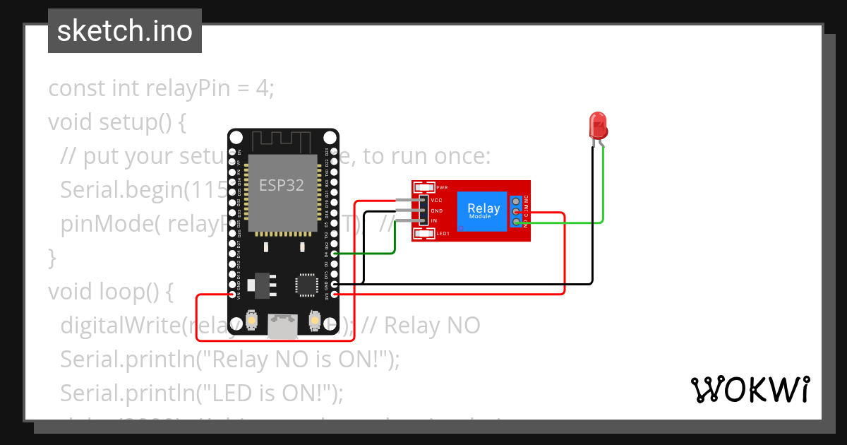 Relay_LED - Wokwi ESP32, STM32, Arduino Simulator
