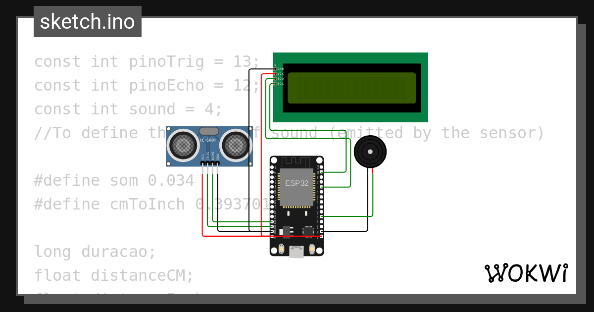 Atividade 4 Sensor Ultrassônico Com Displey Wokwi Esp32 Stm32 Arduino Simulator 3151