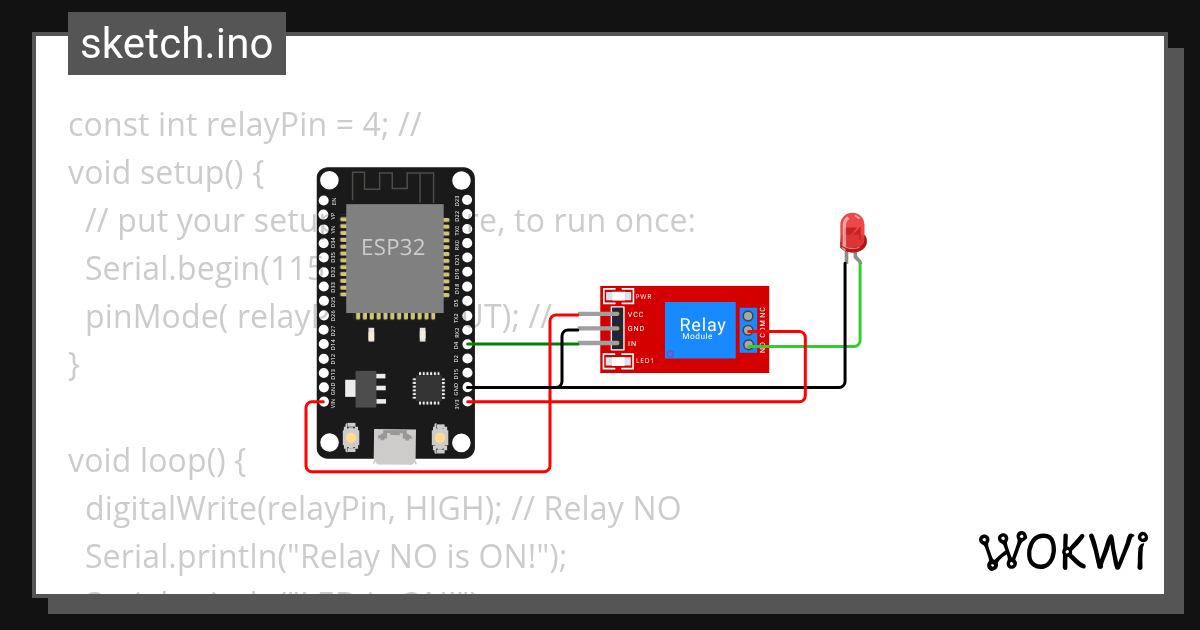 Relay_LED - Wokwi ESP32, STM32, Arduino Simulator Relay_LED - Wokwi ESP32, STM32, Arduino Simulator