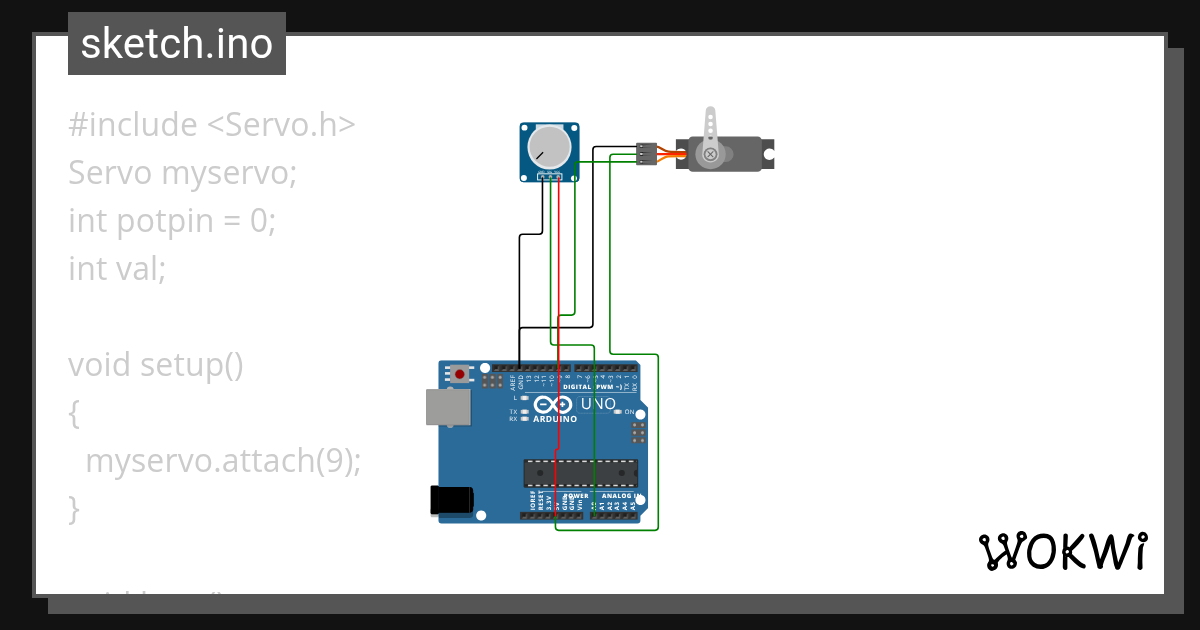 Ferenc - Ovladání serva potenciometrem - Wokwi ESP32, STM32, Arduino Simulator