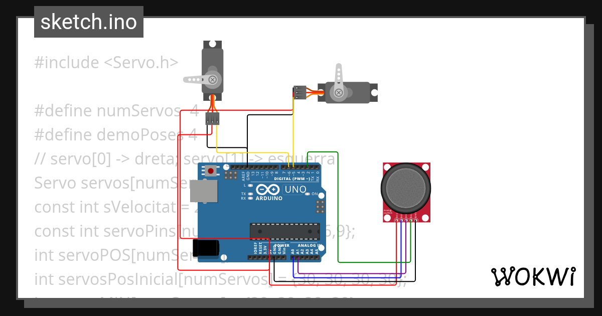 Control 2 servos - Wokwi ESP32, STM32, Arduino Simulator