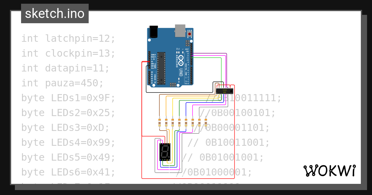 7segmenten Shiht Hex Wokwi Esp32 Stm32 Arduino Simulator 