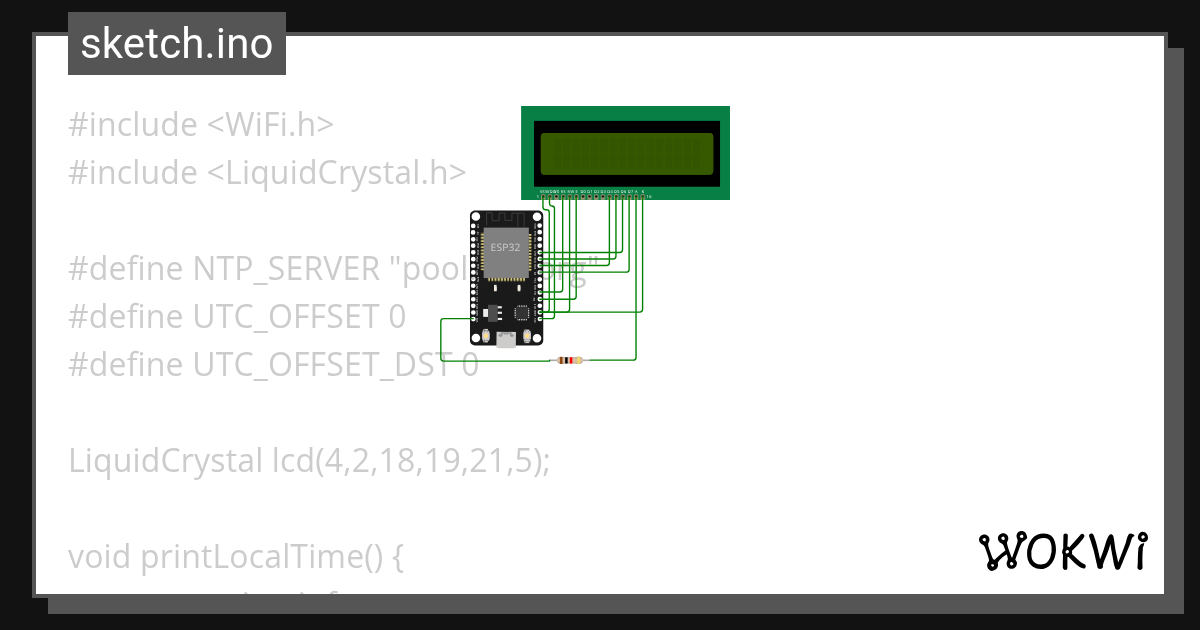 WiFi LCD - Wokwi ESP32, STM32, Arduino Simulator