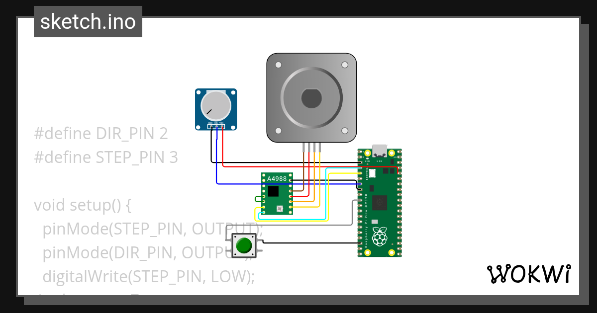 B23 bipoloarni step motor - Wokwi ESP32, STM32, Arduino Simulator